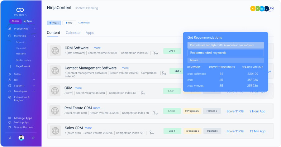 Content Calendar | NinjaContent by 500apps